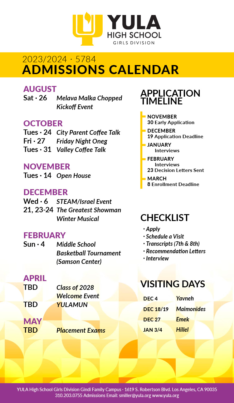 Welcome & Timeline – YULA High School