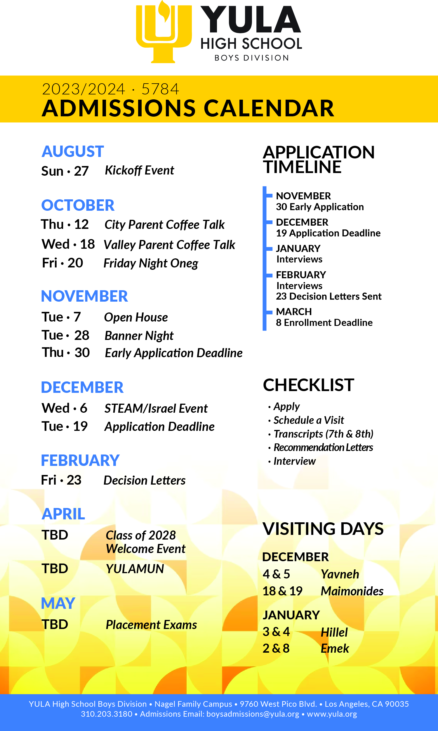 Welcome & Timeline – YULA High School